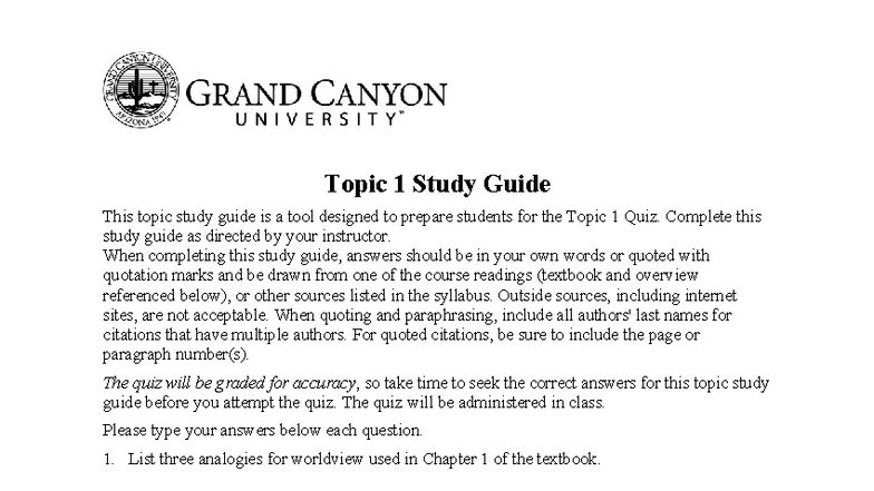 CWV 101 Topic 1 Quiz Study Guide: Key Concepts & Themes - Studocu