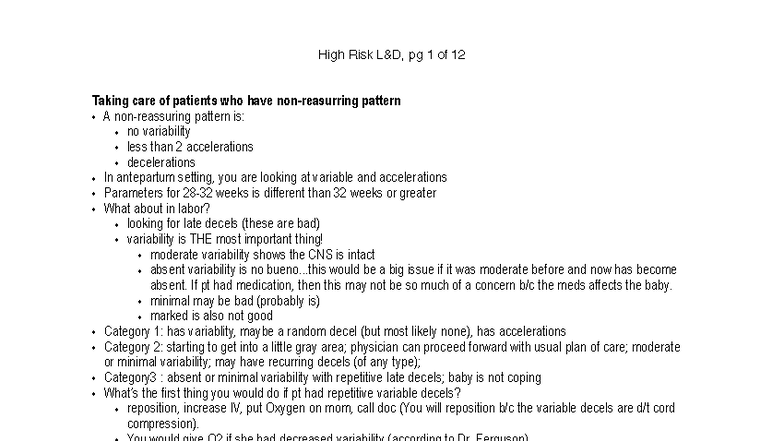 OB Final Exam Notes: High-Risk Pregnancy Management and Complications ...