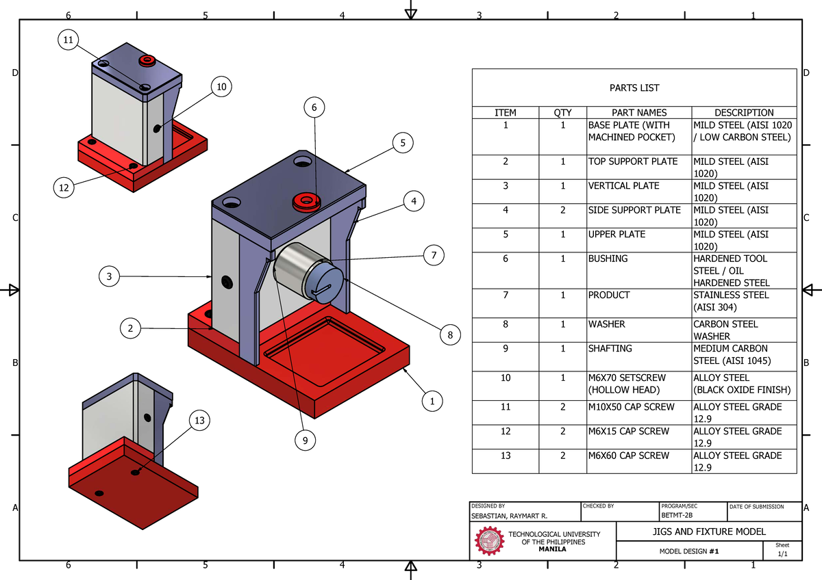 JIGS AND FIXTURE PARTS LIST - MODEL DESIGN 2D DRAWING - Studocu