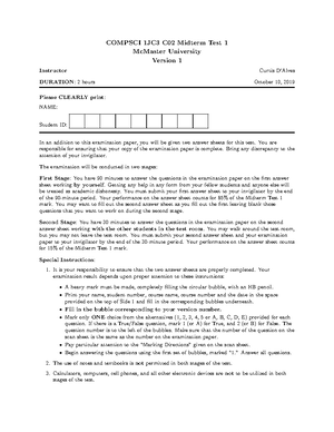 Math 1za3 exam fall 19 - Math 1ZA3 exam fall - Math 1A03/1ZA3 (Version ...