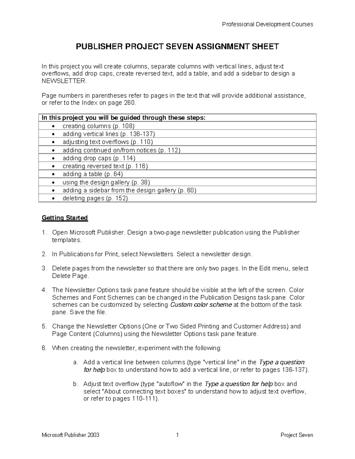 Project 7 - Microsoft Publisher Newsletter Design Assignment - Studocu