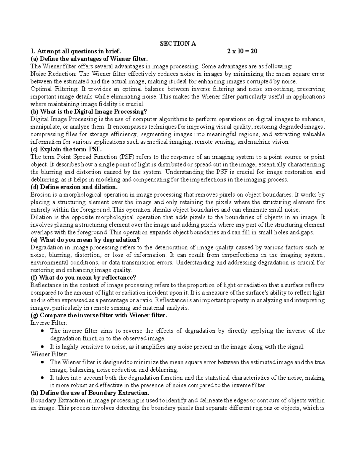 IP AKTU Image Processing Solutions 2022-23 - Detailed Exam Notes - Studocu