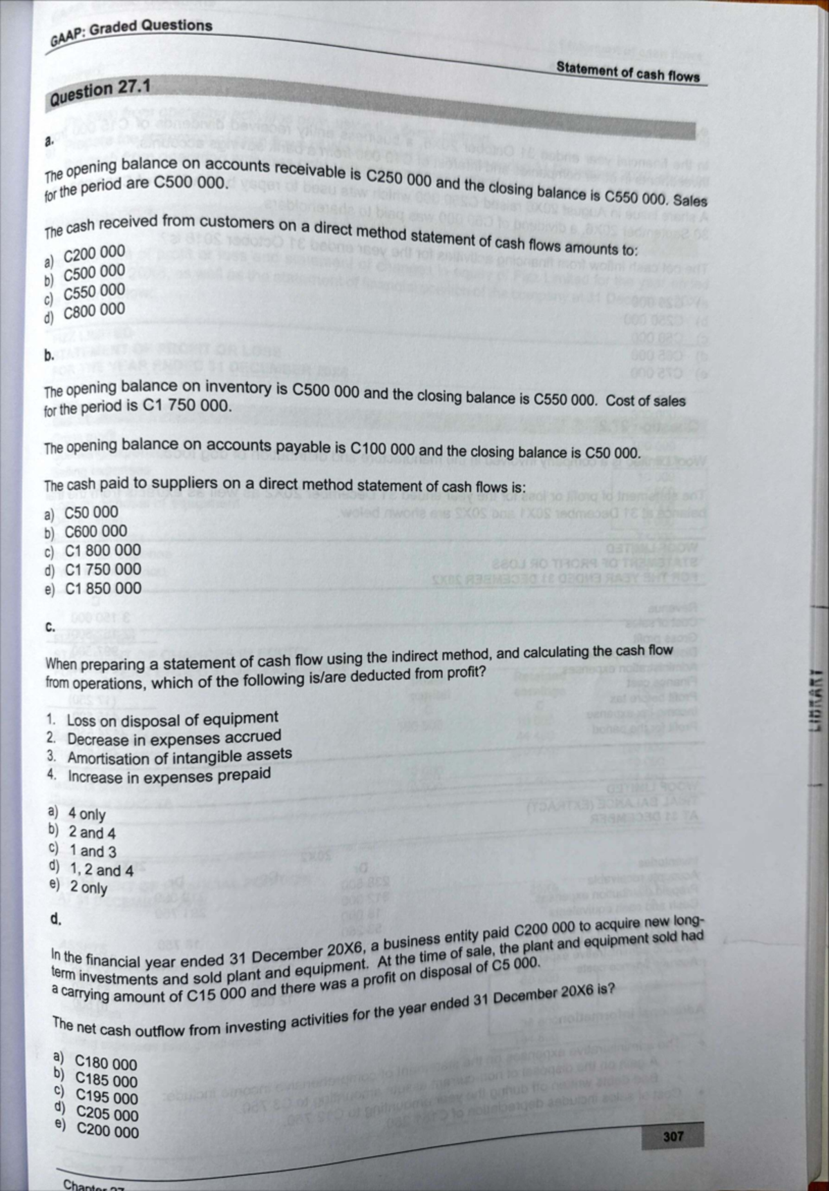 GAAP: Graded Questions on Statement of Cash Flows - Test 1 Preparation ...