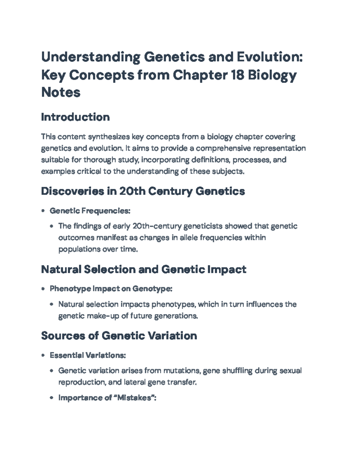 Understanding Genetics and Evolution: Key Concepts from Biology Chapter ...