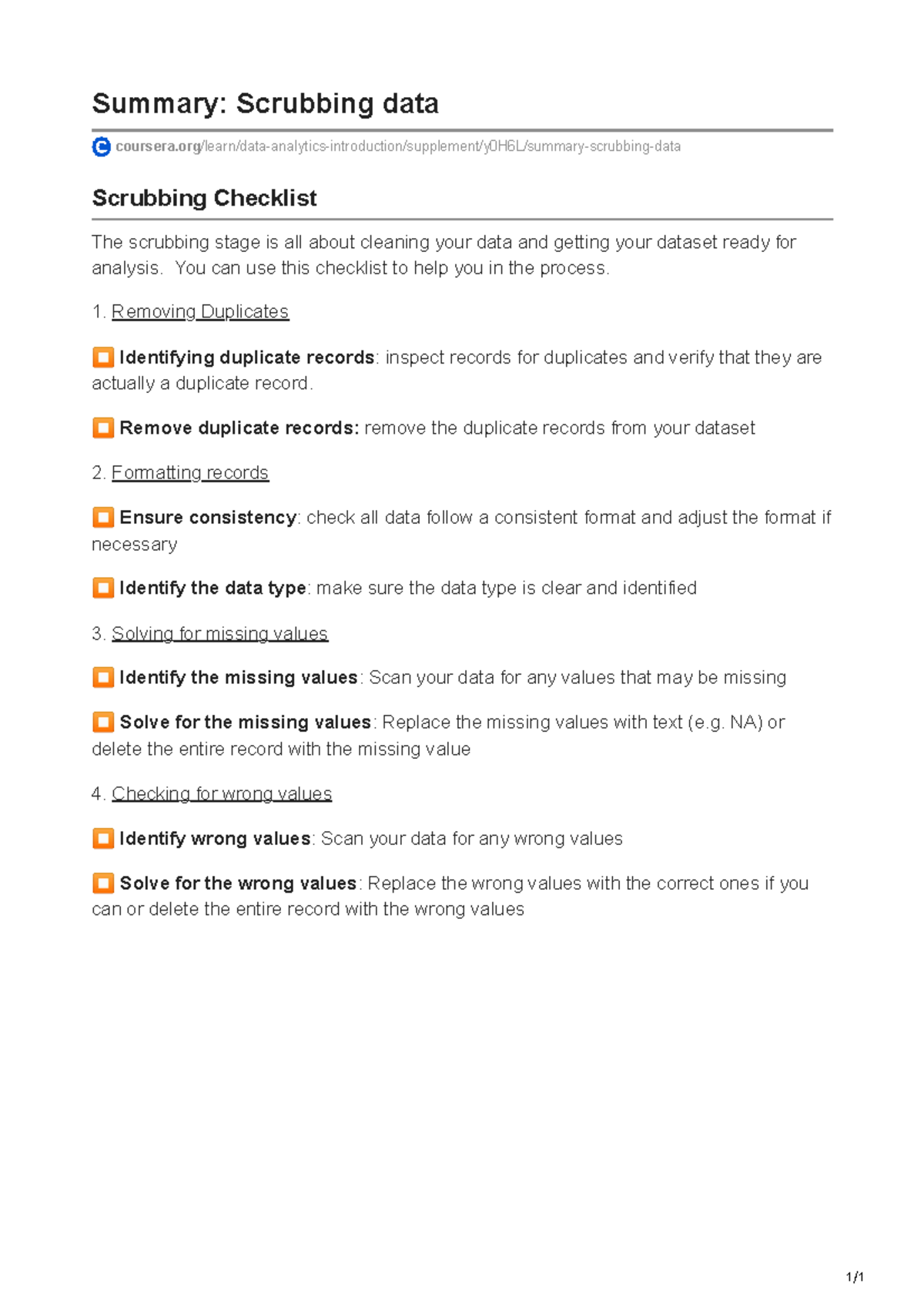 Data Scrubbing Checklist: Preparing Your Dataset for Analysis - Studocu