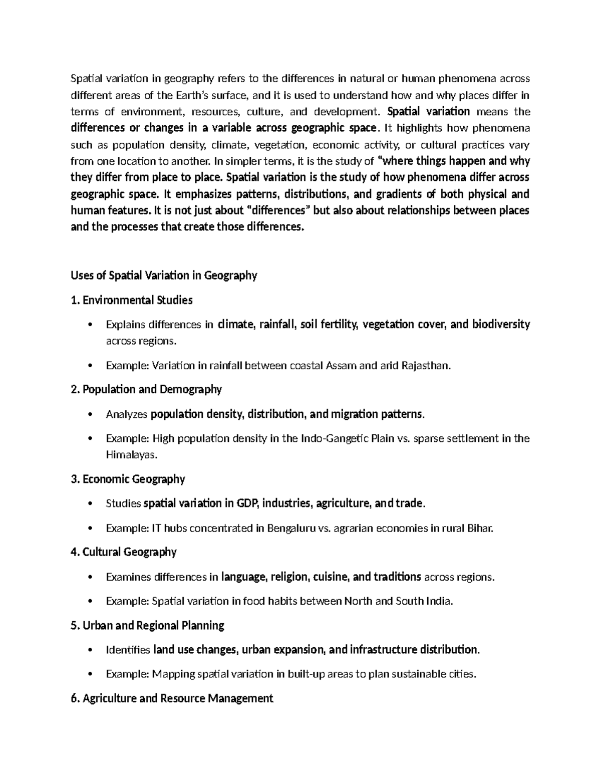 Geography Concepts: Understanding Spatial & Temporal Variation - Studocu