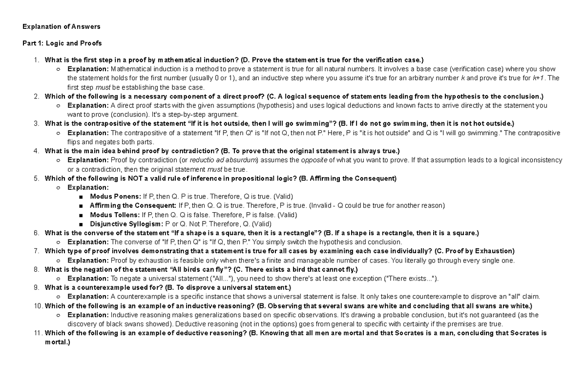 MMW 101 Pre-Final Exam Reviewer: Logic, Proofs, and JASP Analysis - Studocu