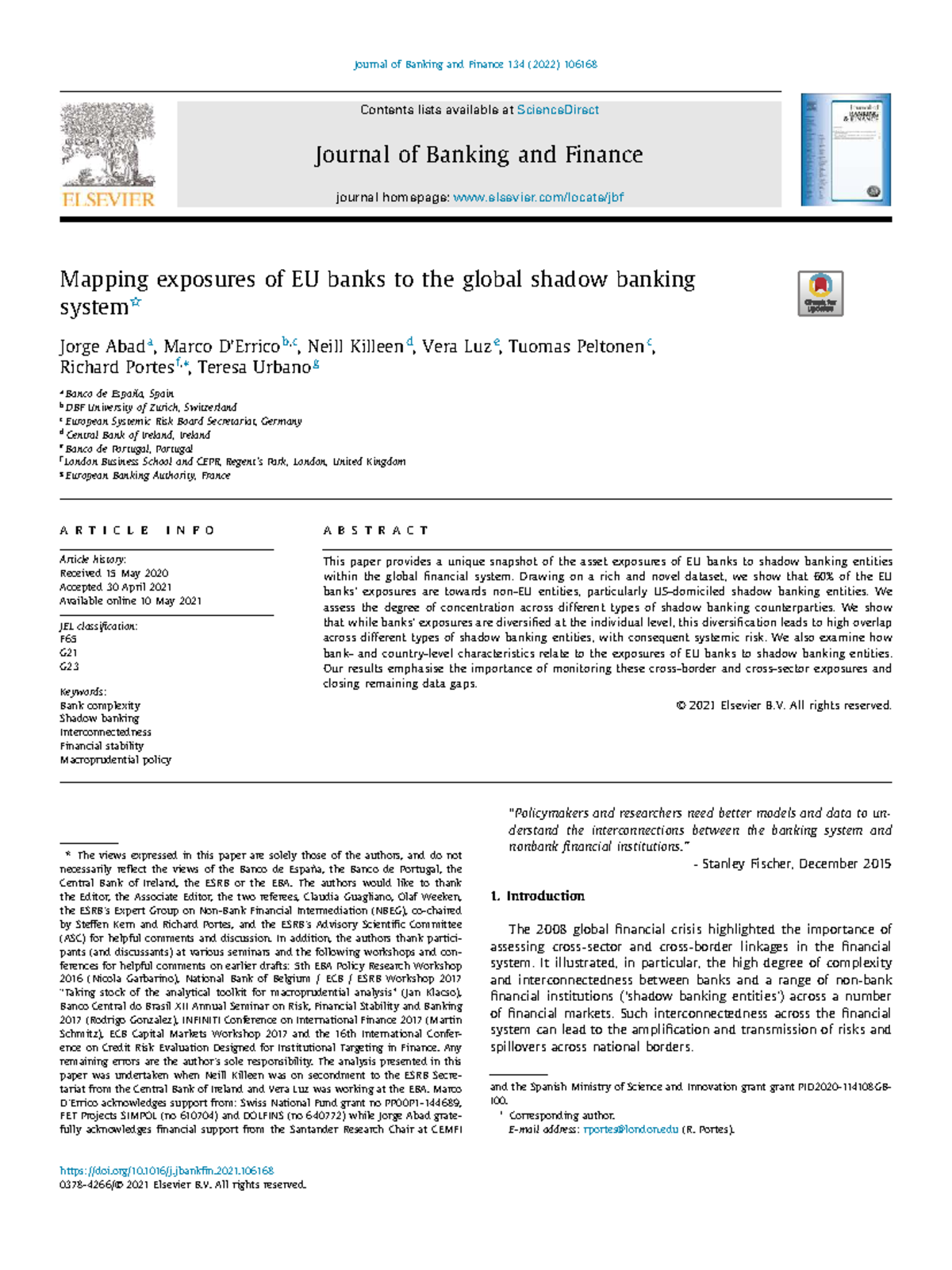Mapping EU Banks' Exposures to Global Shadow Banking Entities: Insights ...