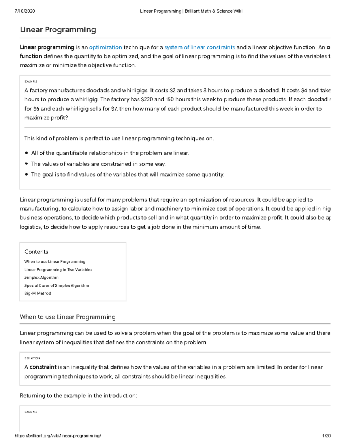Linear Programming: Optimization Techniques & Applications Guide - Studocu