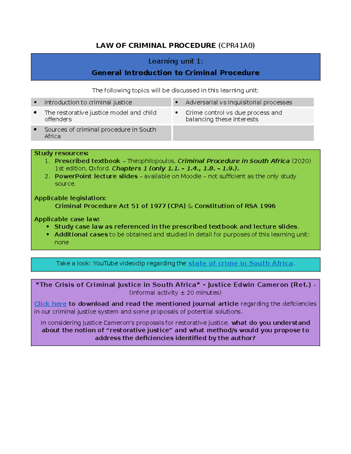 Unit 1: Introduction to Criminal Procedure - CPR41A0 Learning Guide ...
