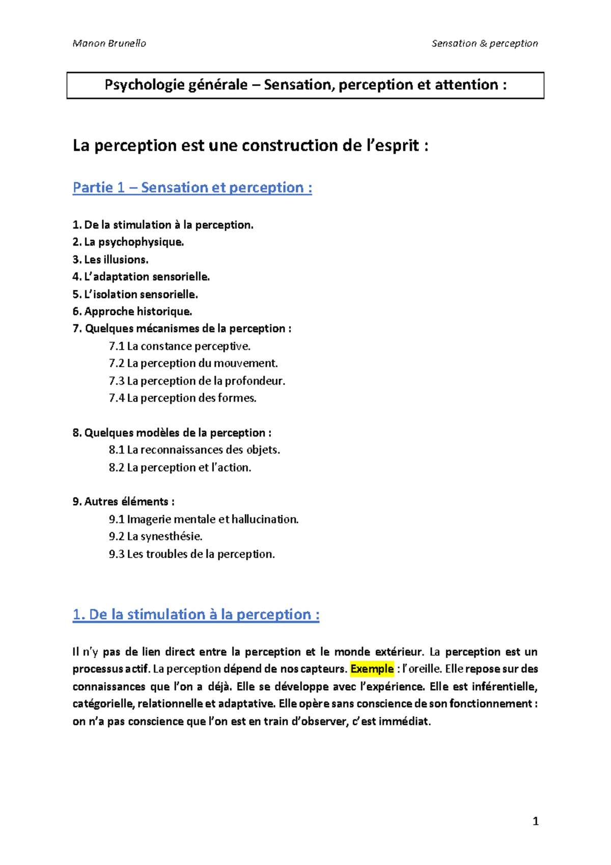 Psychologie générale - Chapitre 3 Sensation et perception. - Warning: TT: undefined function: 32 ...