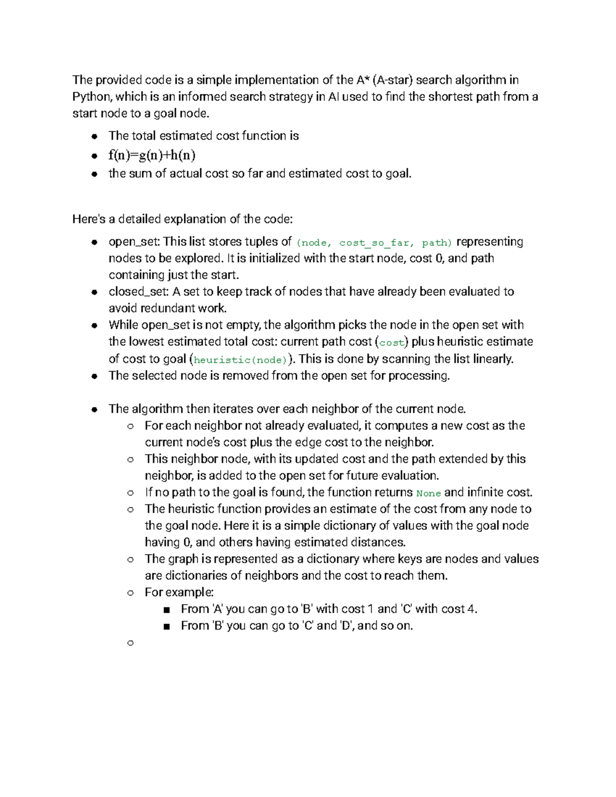 AI Search Algorithm Implementation in Python: A Detailed Guide - Studocu