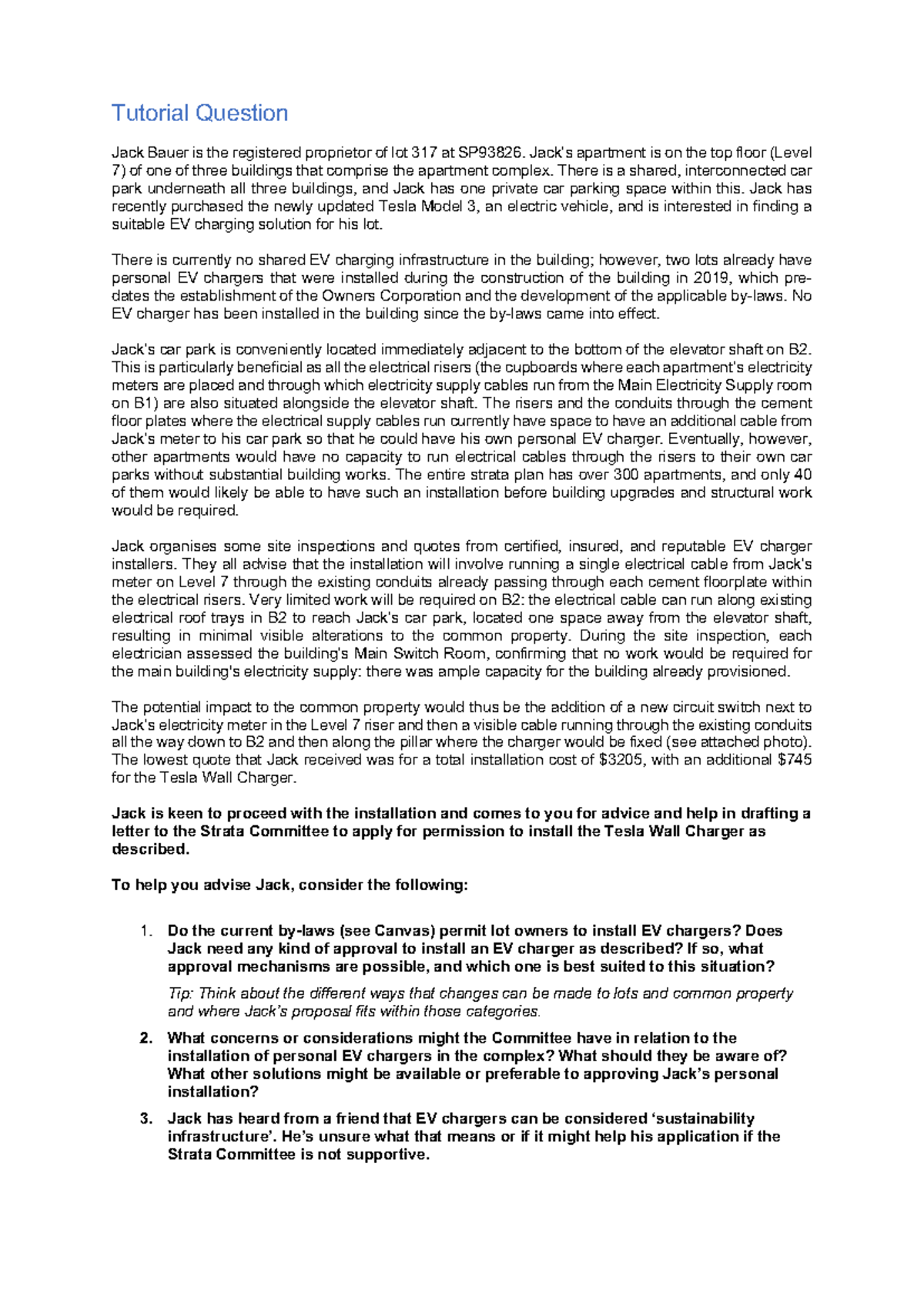 EV Charger Installation Proposal for Lot 317 - Week 6 Tutorial ...