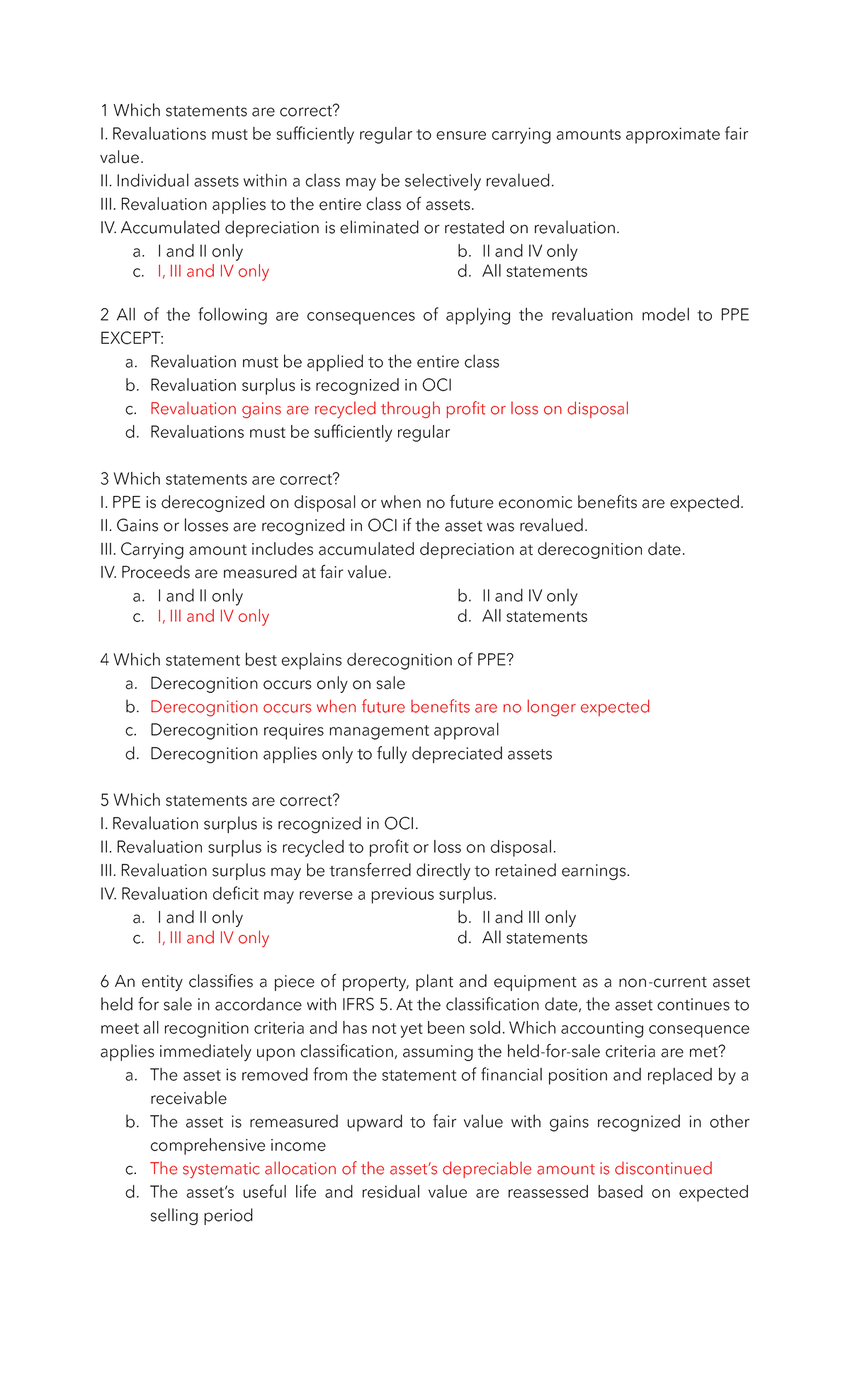 PPE LONG TEST 1 - Revaluation and Derecognition Concepts - Studocu