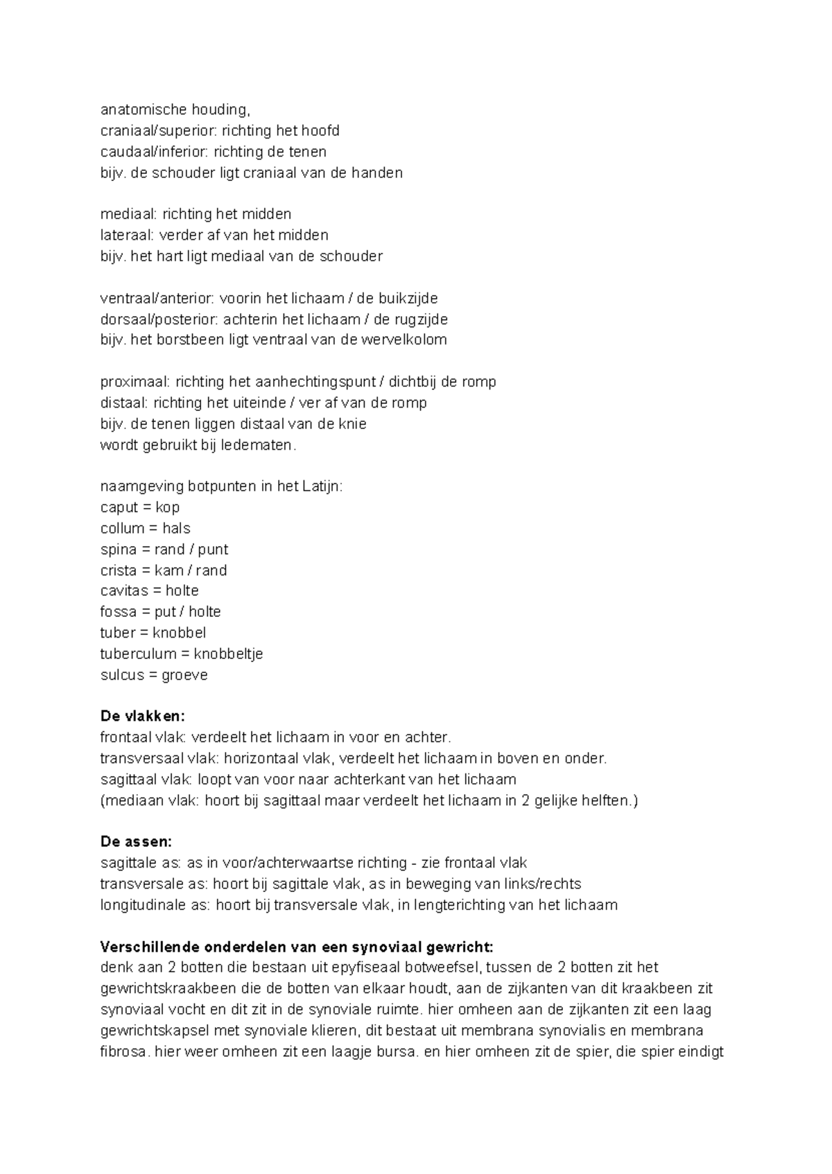 Anatomie Toets 1: Anatomische Houding, Gewrichten en Spieren Overzicht ...