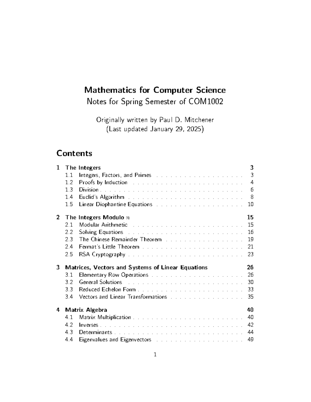 Mathematics for Computer Science Notes - COM1002 Spring Semester - Studocu
