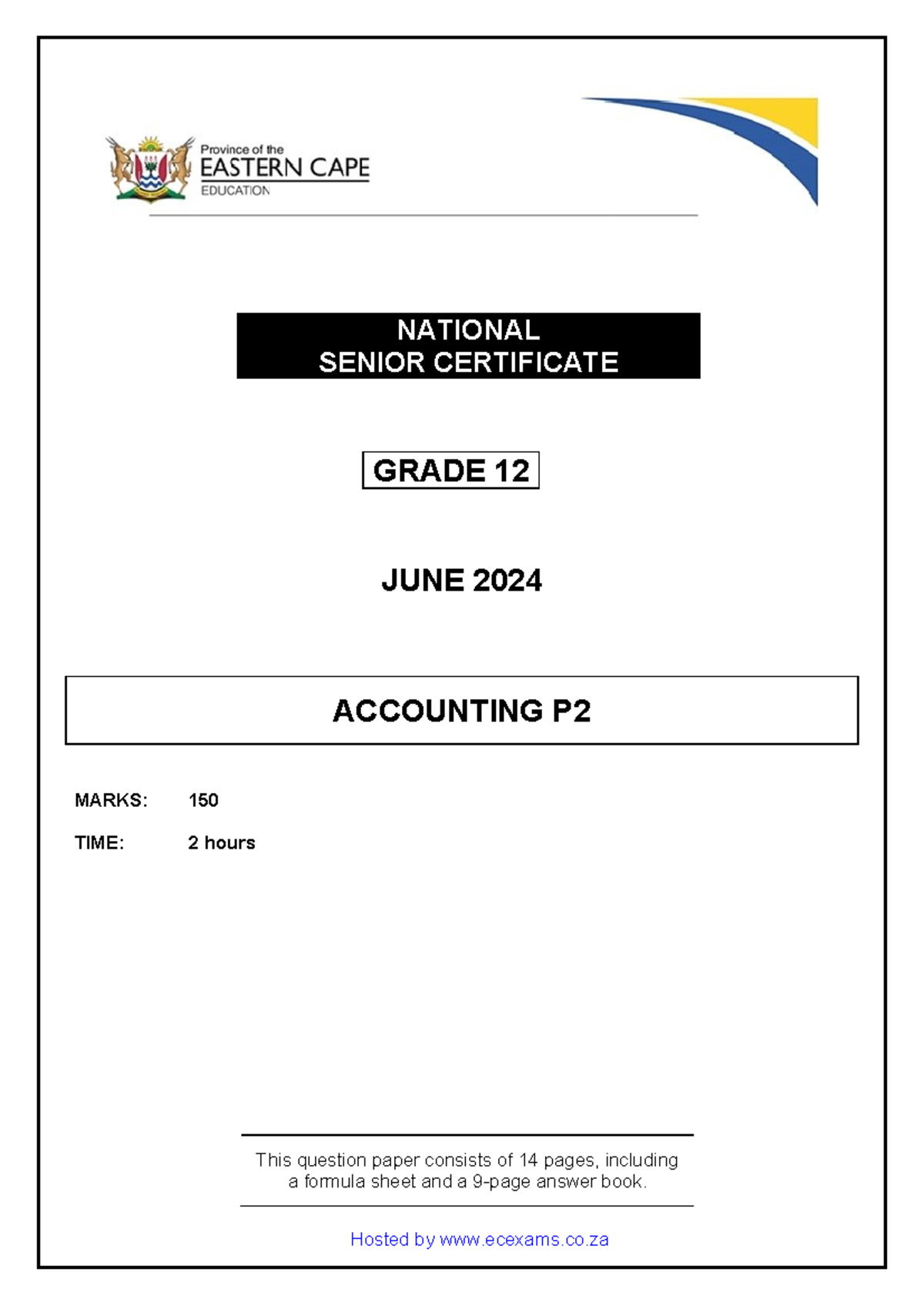 Accounting P2 Grade 12 June 2024 Question Paper and Marking Guidelines ...