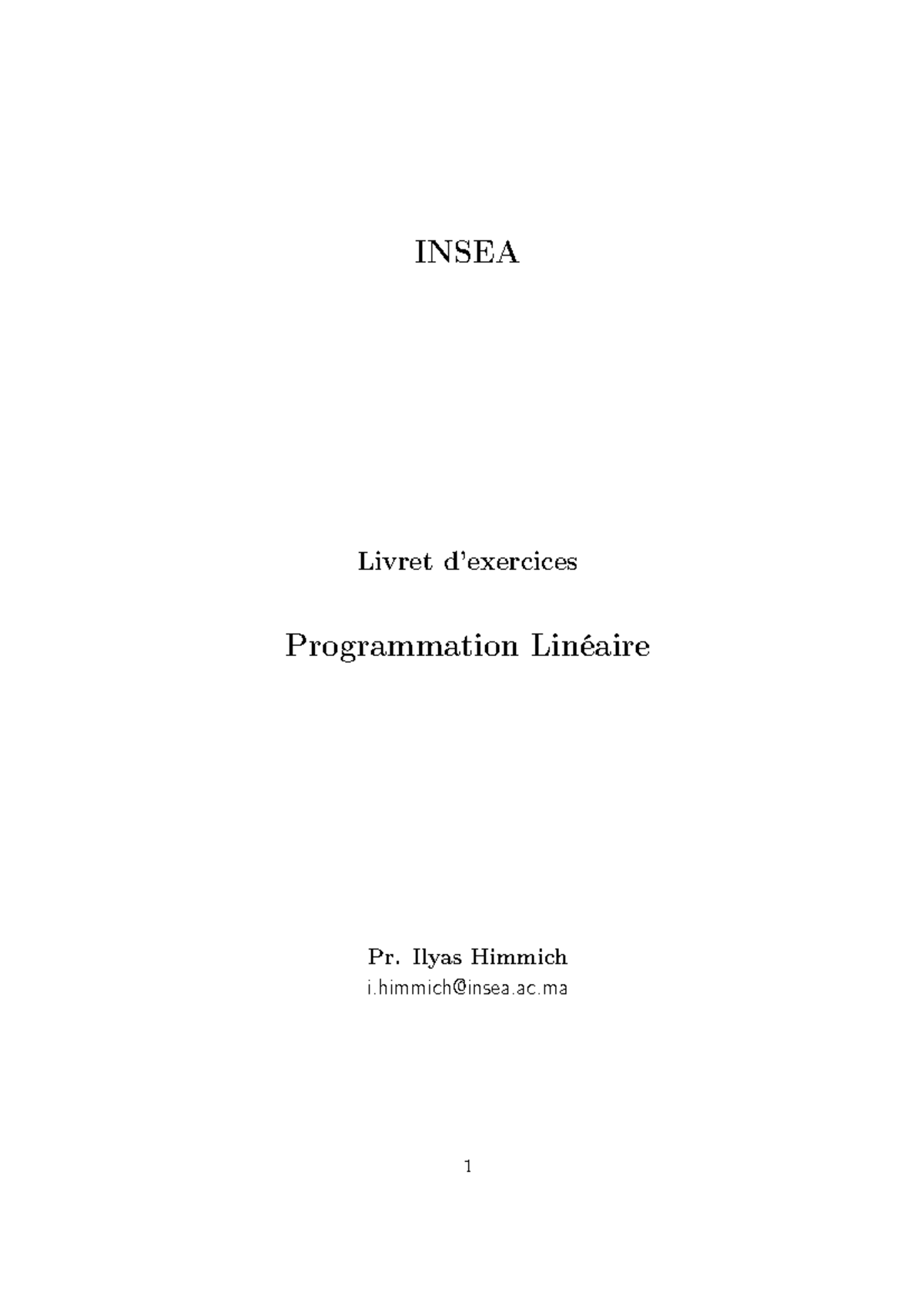 Livret TD Programmation Linéaire - Exercices et Solutions Complètes ...