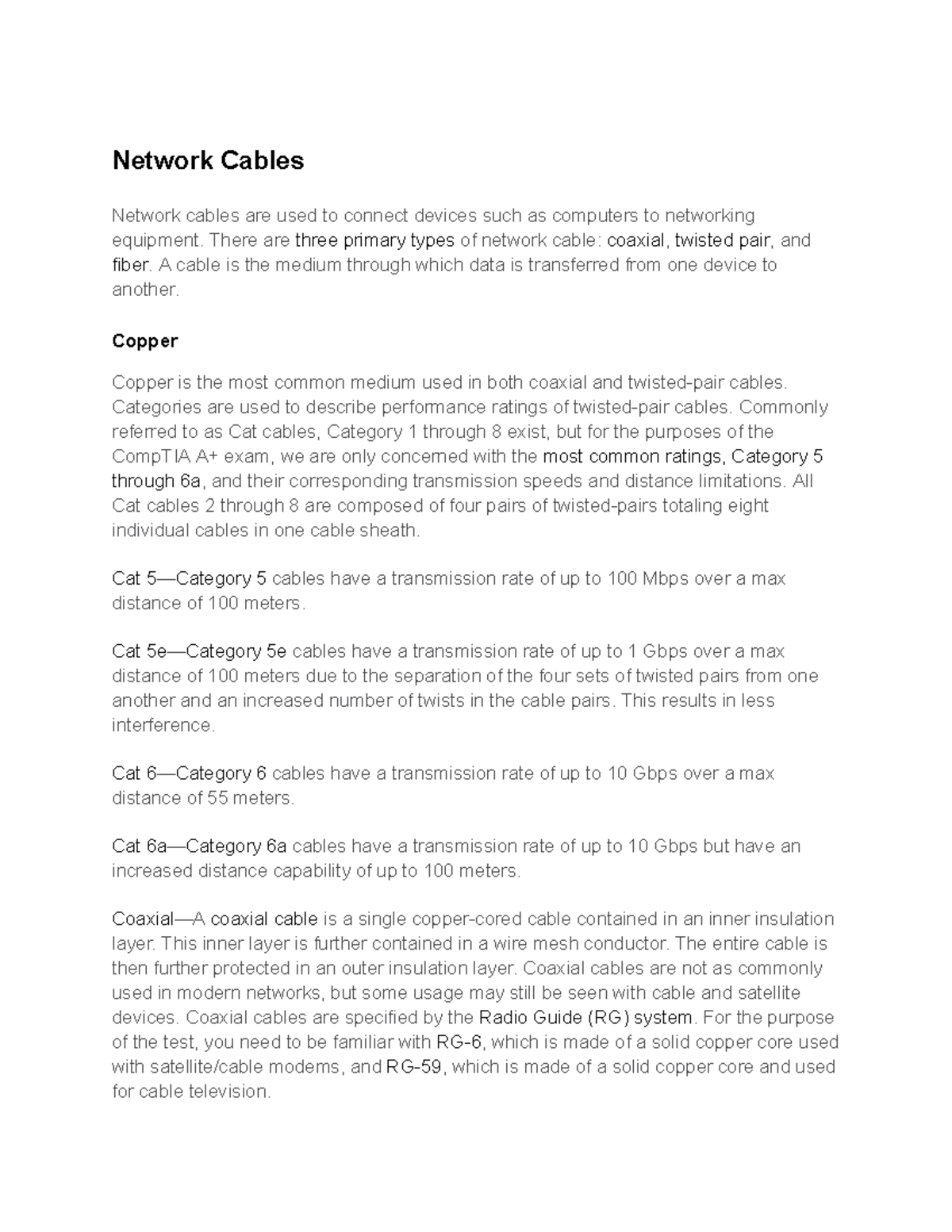 CompTIA A+ Certification Network Configuration Concepts Exam Notes ...