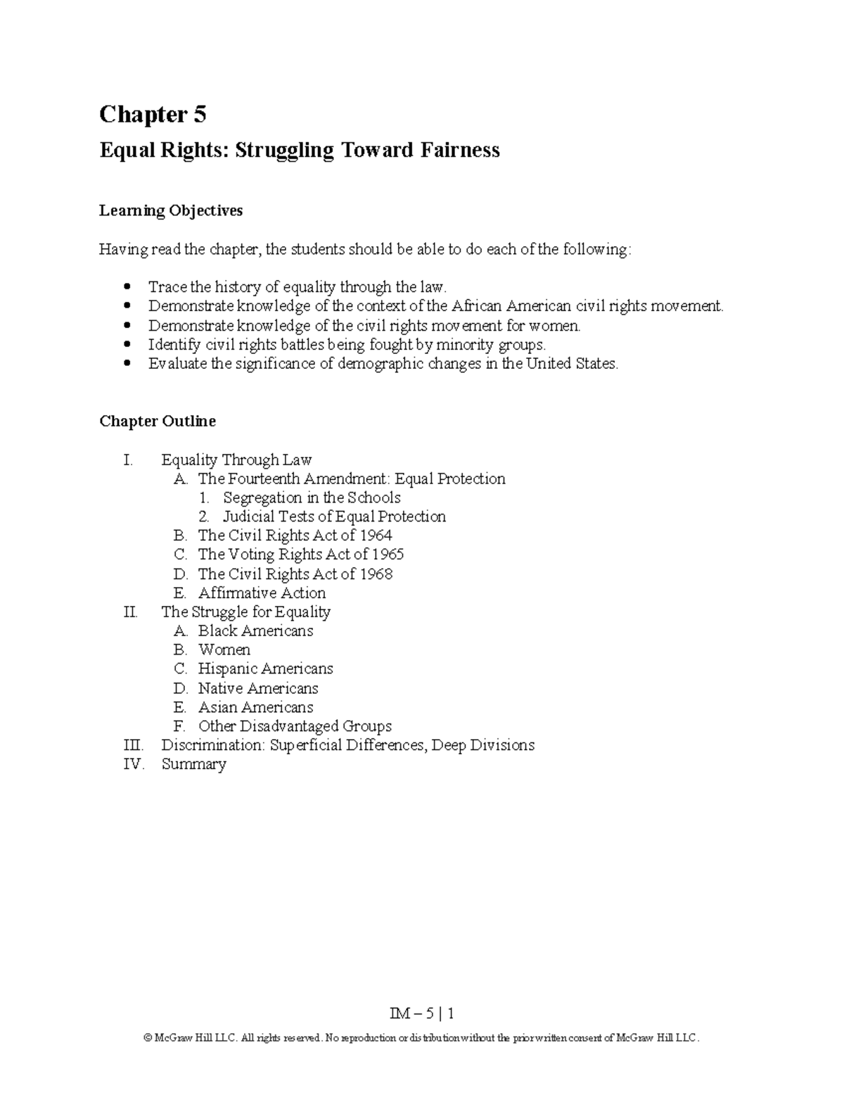 Equal Rights: Chapter 5 - Struggles for Justice and Equality in America ...