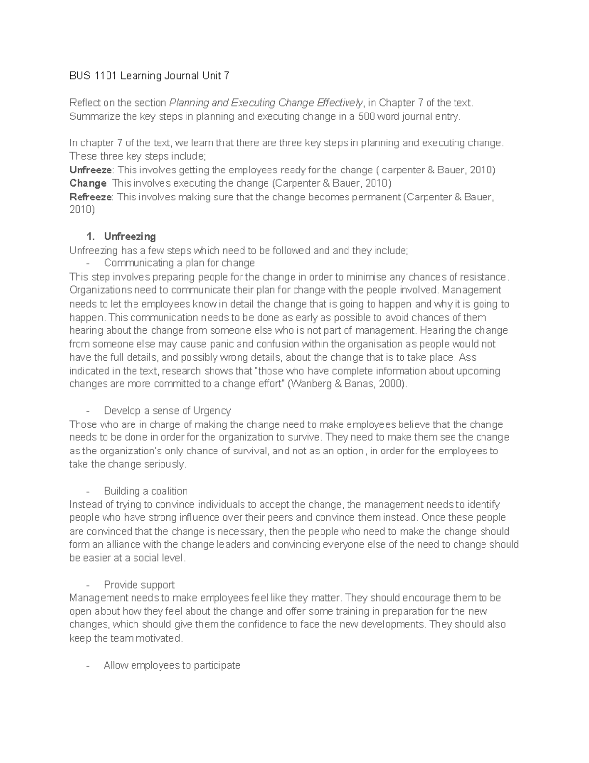 BUS 1101 Learning Journal Unit 7 - BUS 1101 Learning Journal Unit 7 Reflect on the section - Studocu