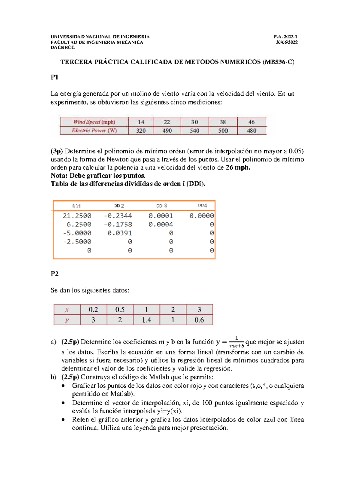 P3 MB536 2022 - Práctica 3: Métodos Numéricos y Regresión Lineal - Studocu