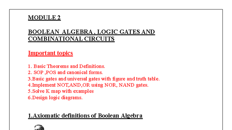 DCF-Module 2: Boolean Algebra, Logic Gates & Combinational Circuits ...