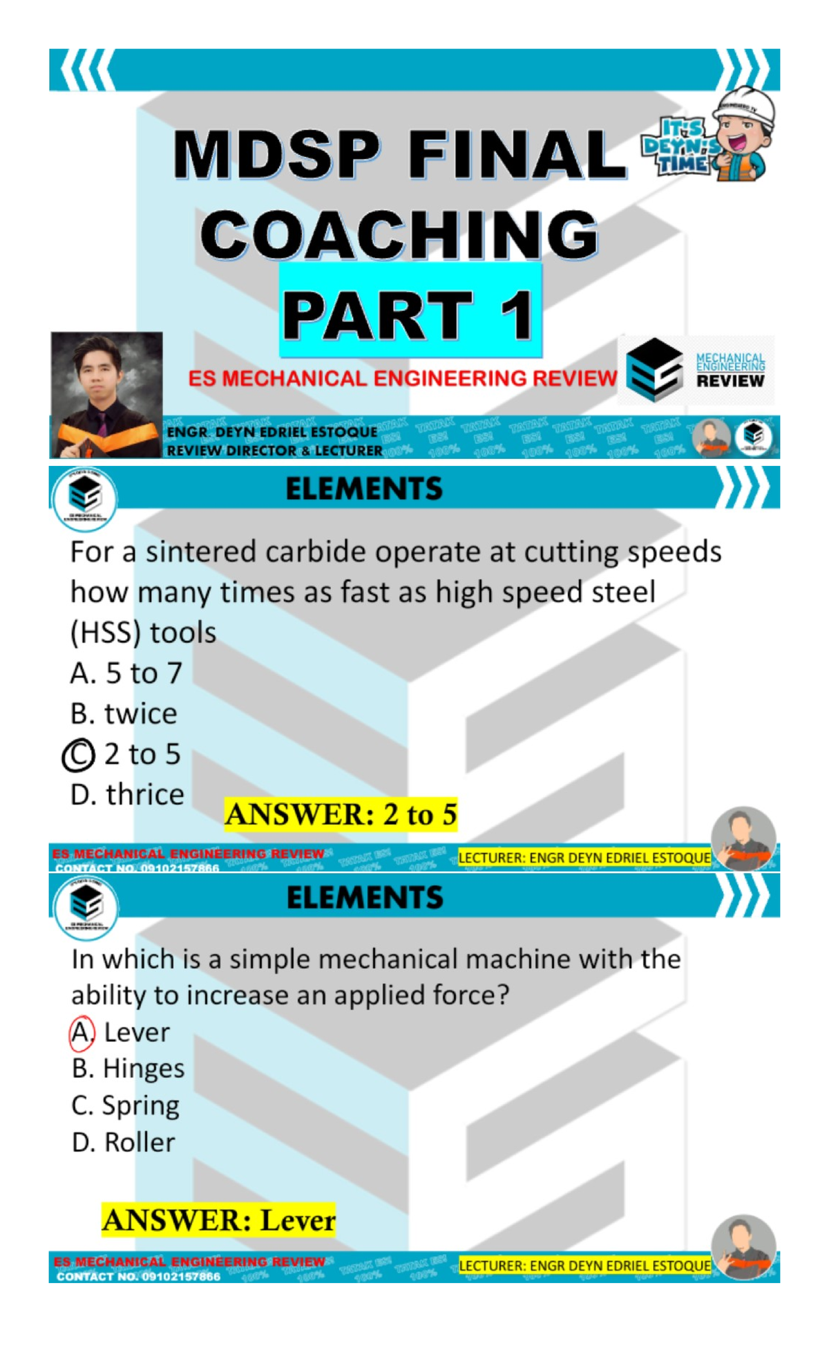 Final Coaching MDSP - MECHANICAL ENGINEERING REVIEW Notes - Studocu