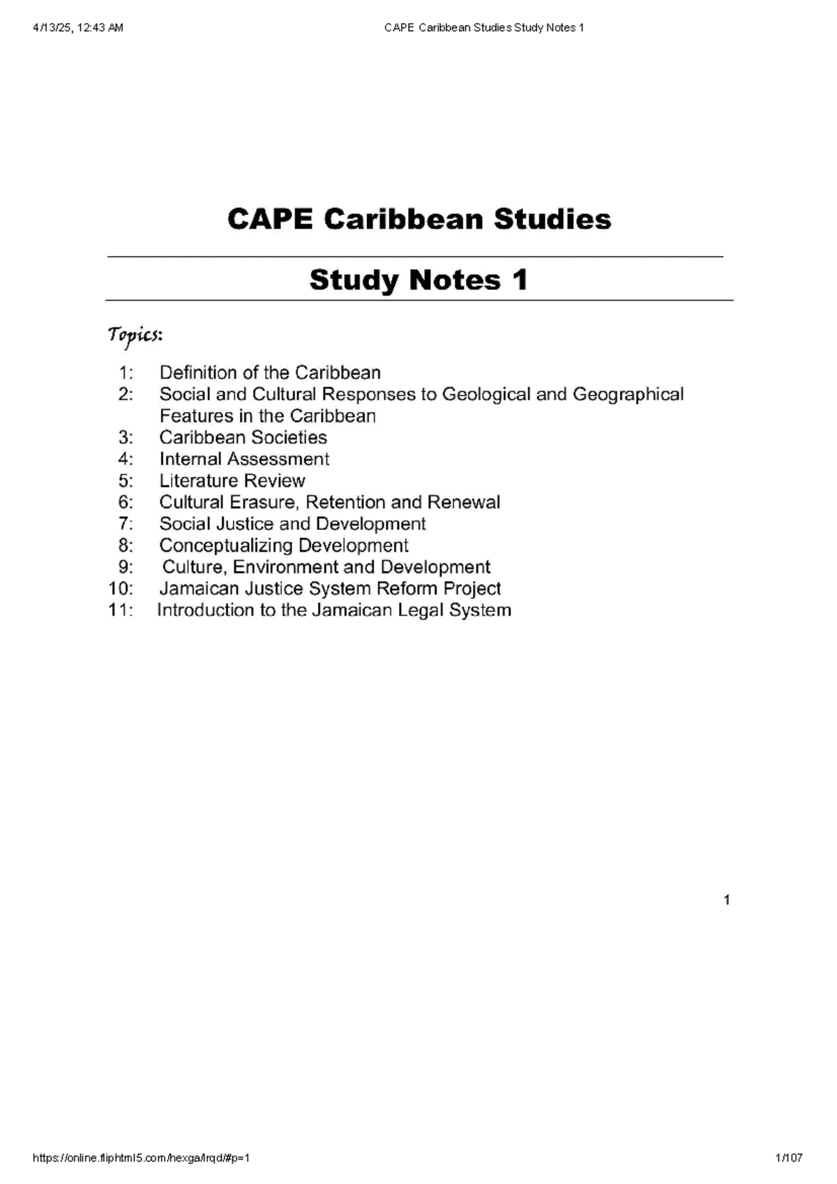 CAPE Caribbean Studies Study Notes 1 - Studocu
