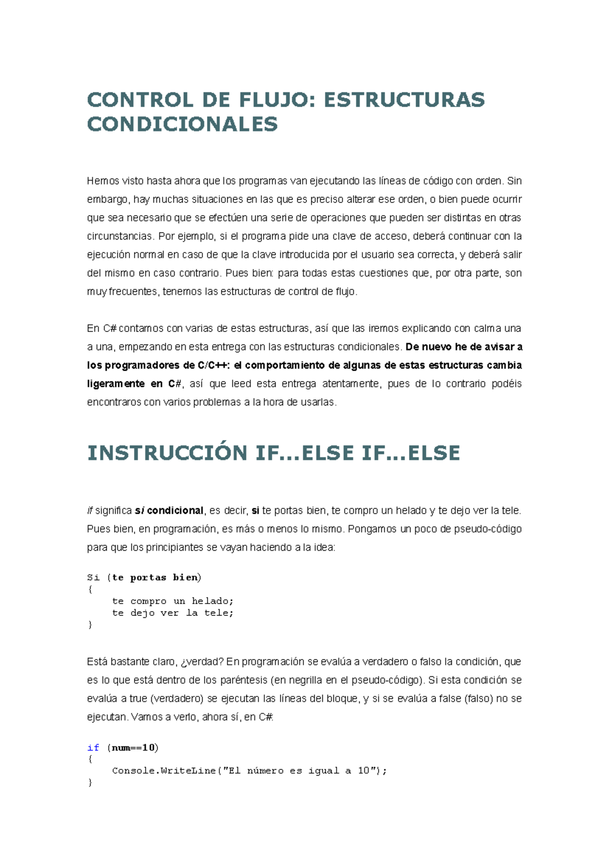 Control DE Flujo - Apuntes 3 - CONTROL DE FLUJO: ESTRUCTURAS ...