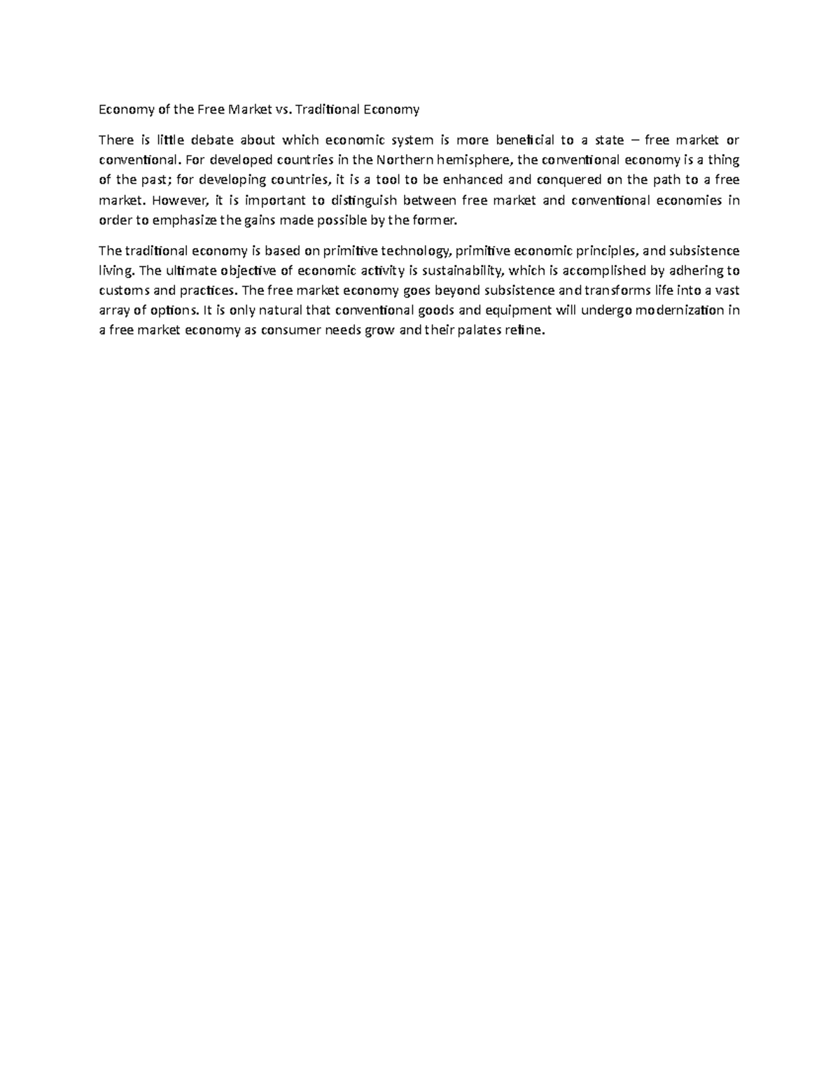 19 - Free Writing Essay Sample by a College Student - Economy of the ...
