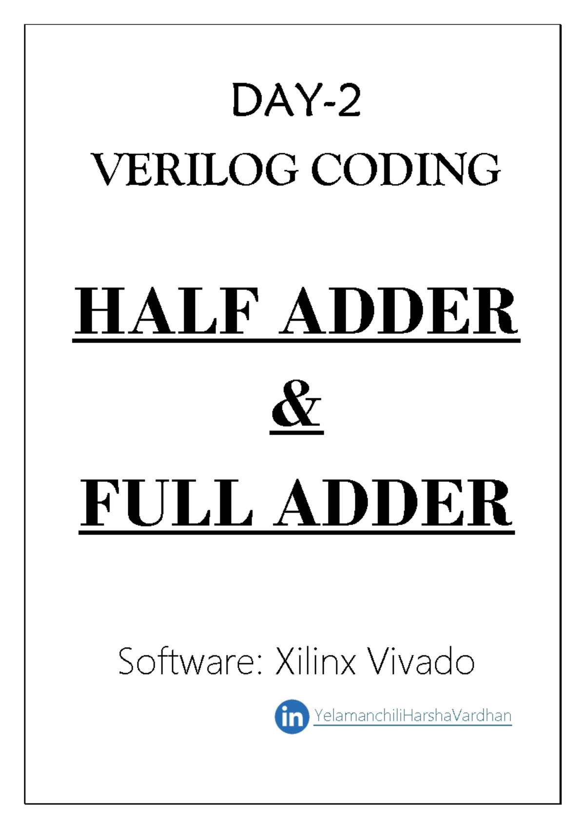 Verilog Coding for Half and Full Adder - Xilinx Vivado - Studocu