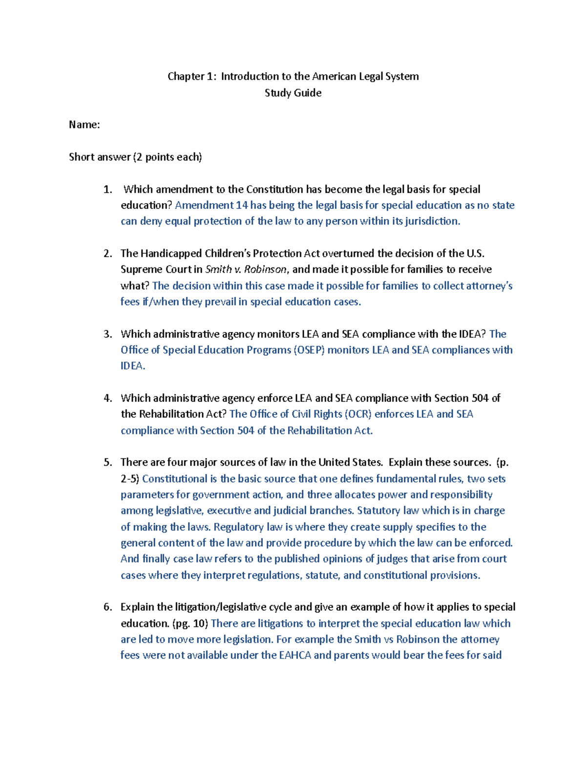 Chapter 1 - Lecture Notes: Intro to American Legal System - Studocu
