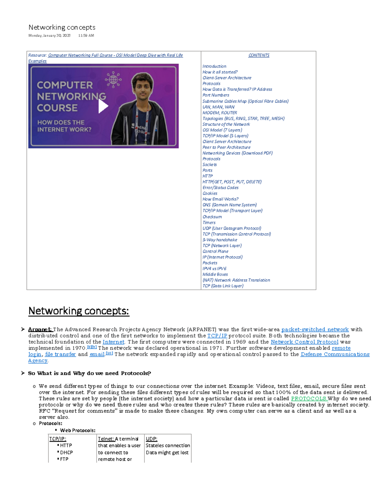 Networking Concept Notes - Resource: Computer Networking Full Course ...