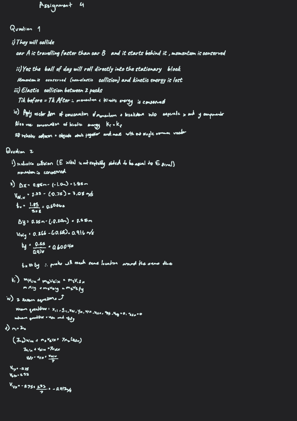 Assignment 5 - Momentum and Energy Conservation Analysis - Studocu