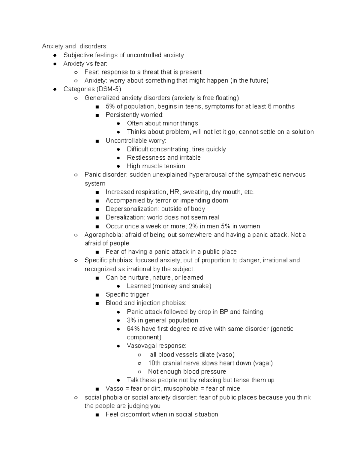 Abnormal Psychology Exam 2: Key Concepts on Anxiety & Panic Disorders ...