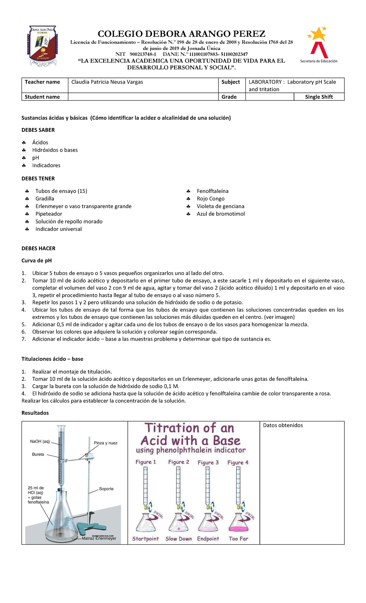 LAB 2025: pH Scale and Titration Experiment Guide - Studocu