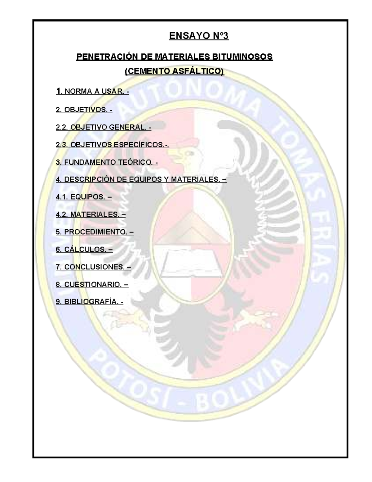 ENSAYO Nº3: PENETRACIÓN DE MATERIALES BITUMINOSOS (ASTM D5) - Studocu