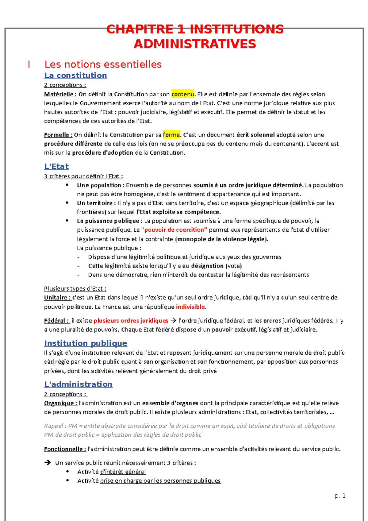 Cours - DUT GEA Semestre 2 - CHAPITRE 1 INSTITUTIONS ADMINISTRATIVES I ...