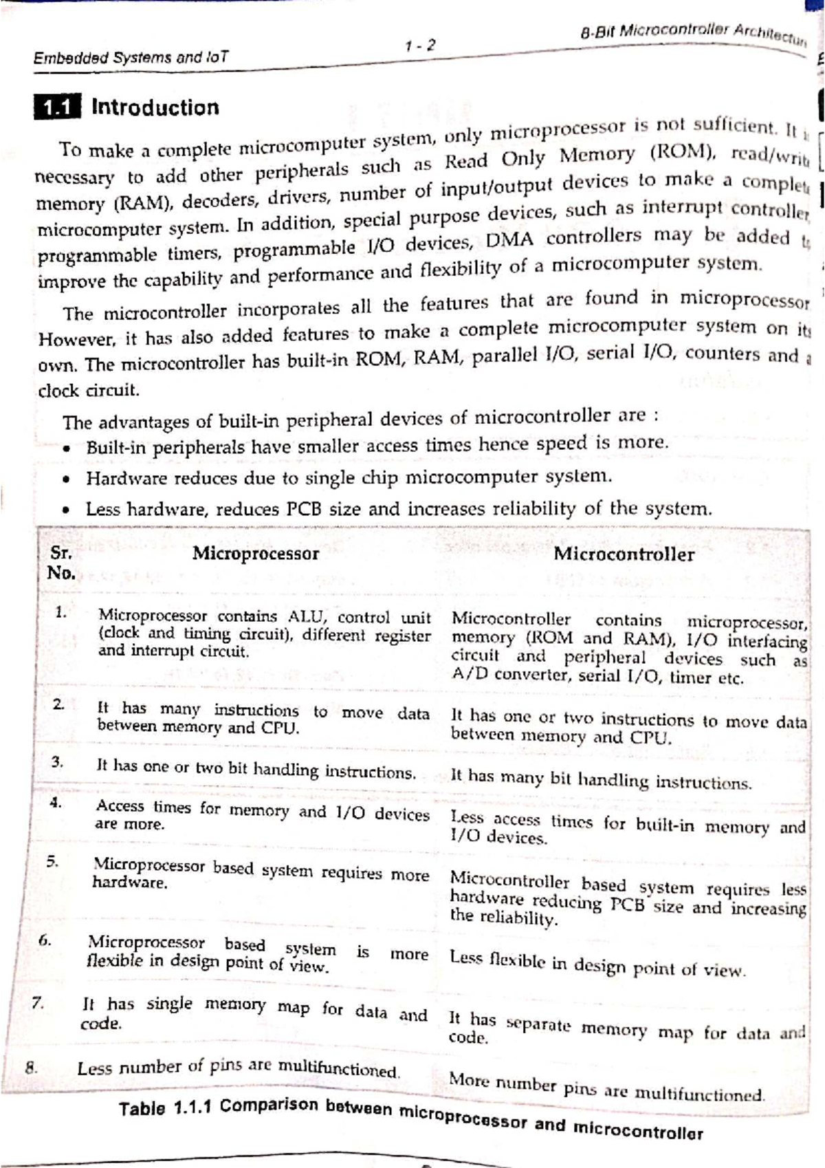 Microcontroller Architecture and Features in Embedded Systems (AU ...