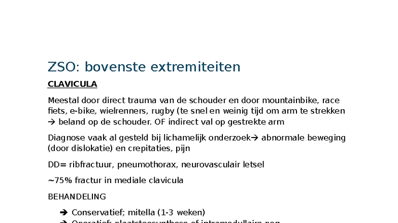 WDD 1 Week 2 Samenvatting: ZSO Fracturen Bovenste Extremiteiten ...