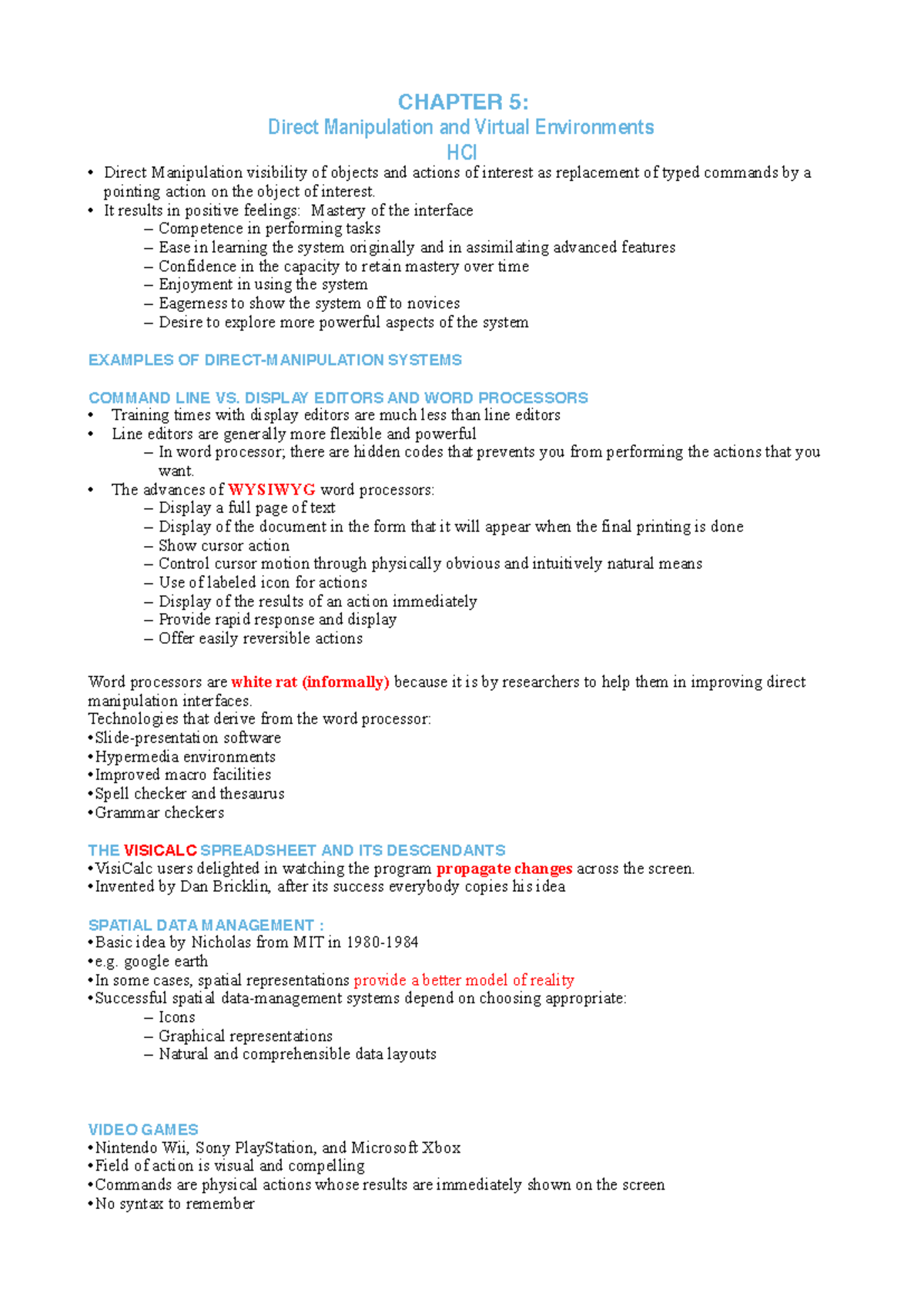 Ch 5 Powerpoint Notes - CHAPTER 5: Direct Manipulation and Virtual ...