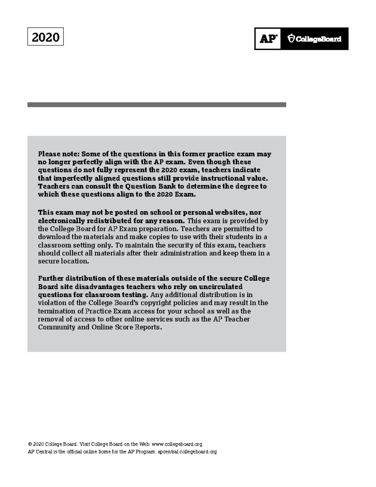AP Calculus AB 2020 Practice Exam Instructions and Guidelines - Studocu