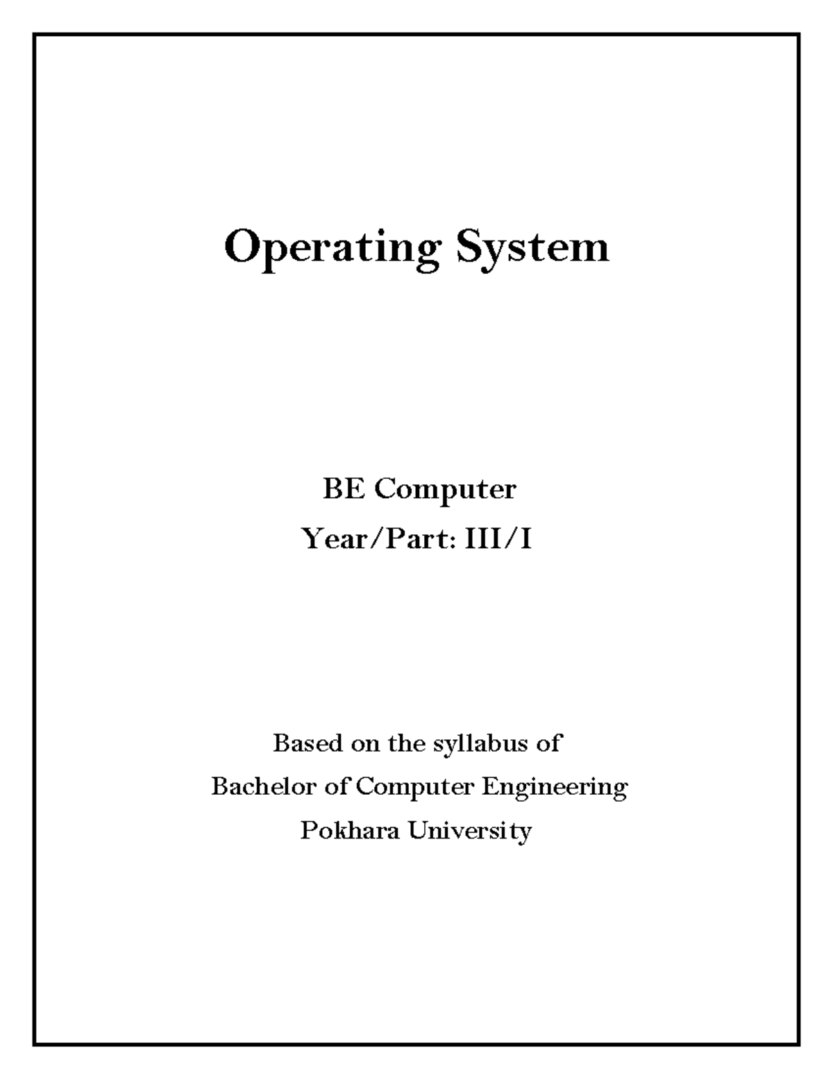 BE Computer 3rd Year I Semester - Comprehensive OS Notes - Studocu