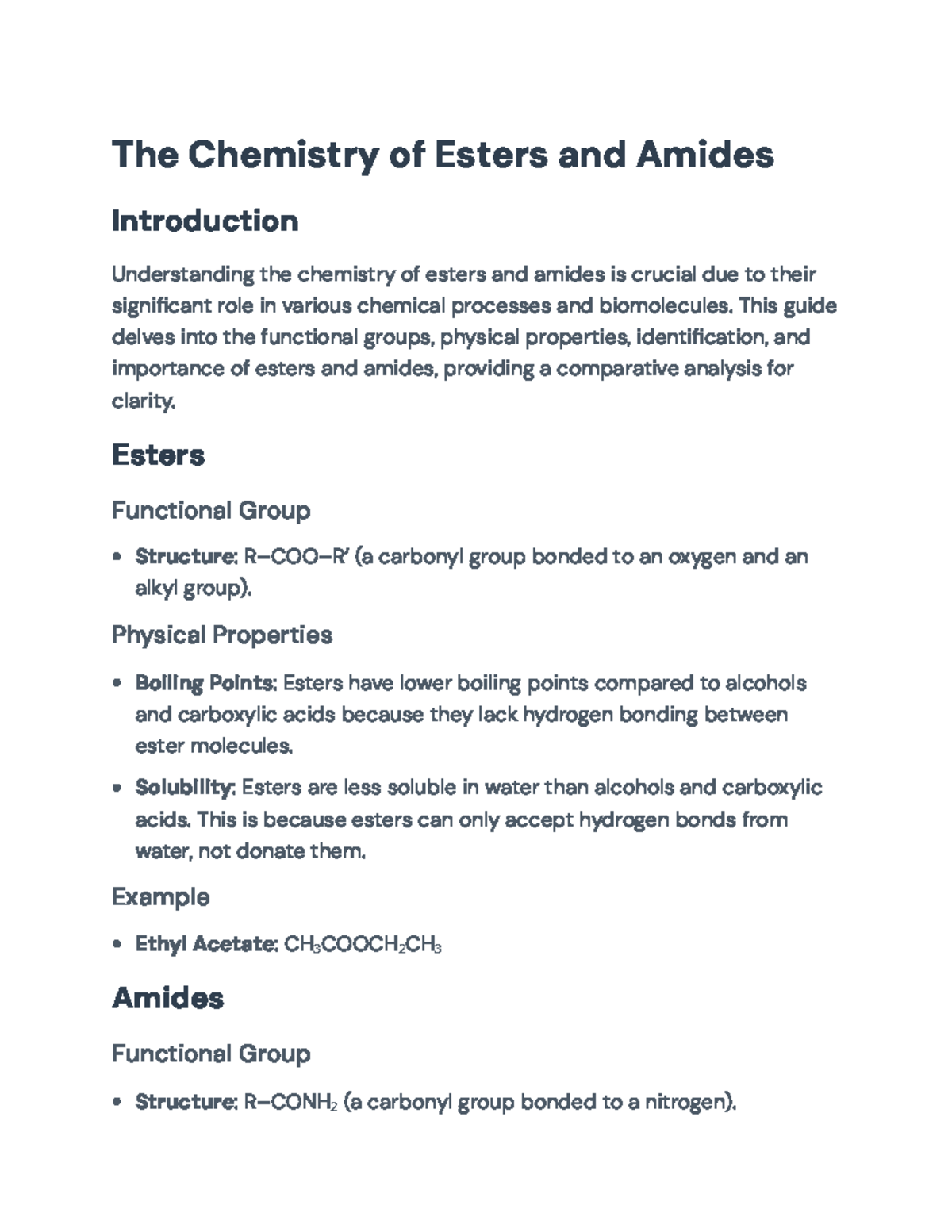 Understanding the Chemistry of Esters and Amides: A Comprehensive Guide ...