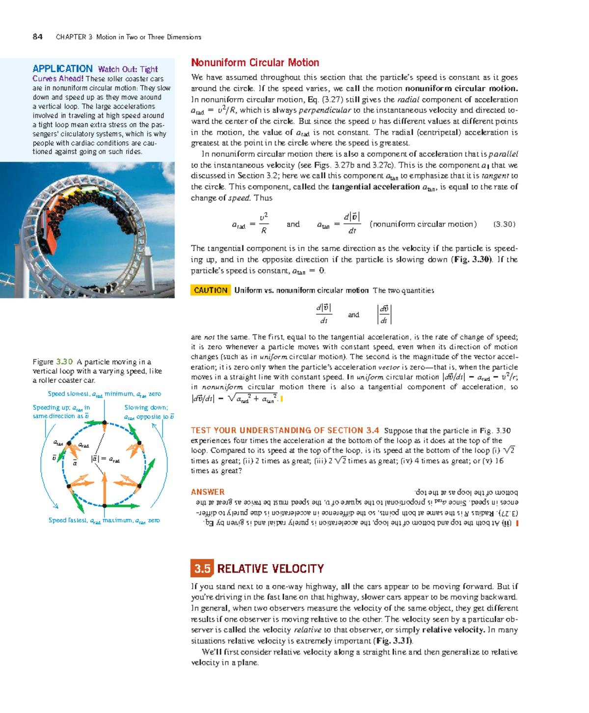 CHAPTER 3 Motion in Two or Three Dimensions: Nonuniform Circular Motion ...