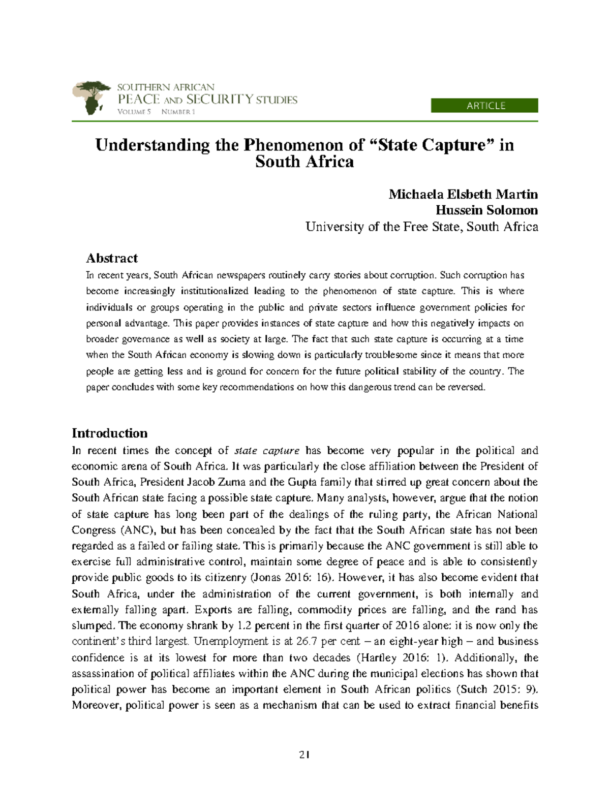 Understanding State Capture in South Africa: Impacts and ...