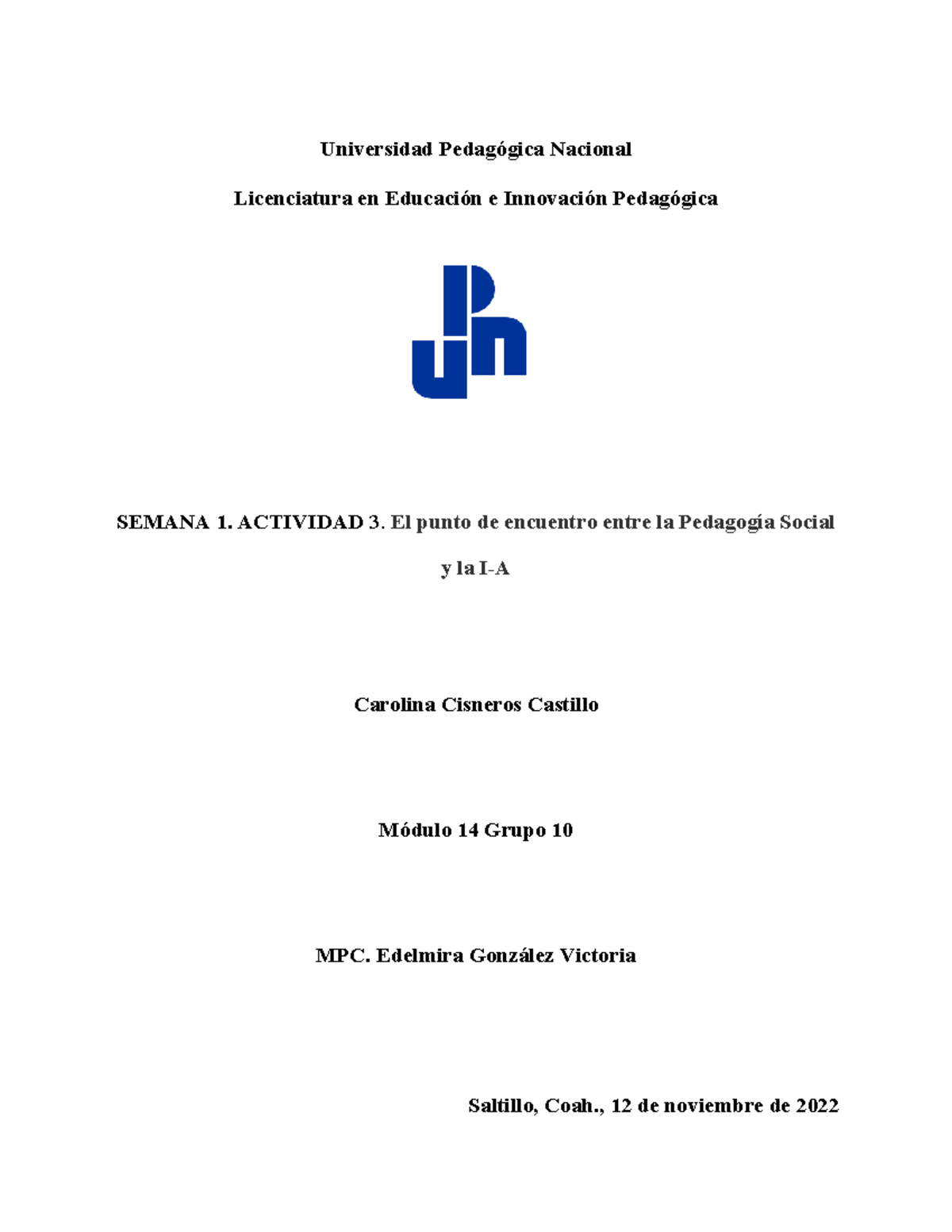 Ccc MPC - Actividad 3: Intervención en Educación y I-A - Studocu