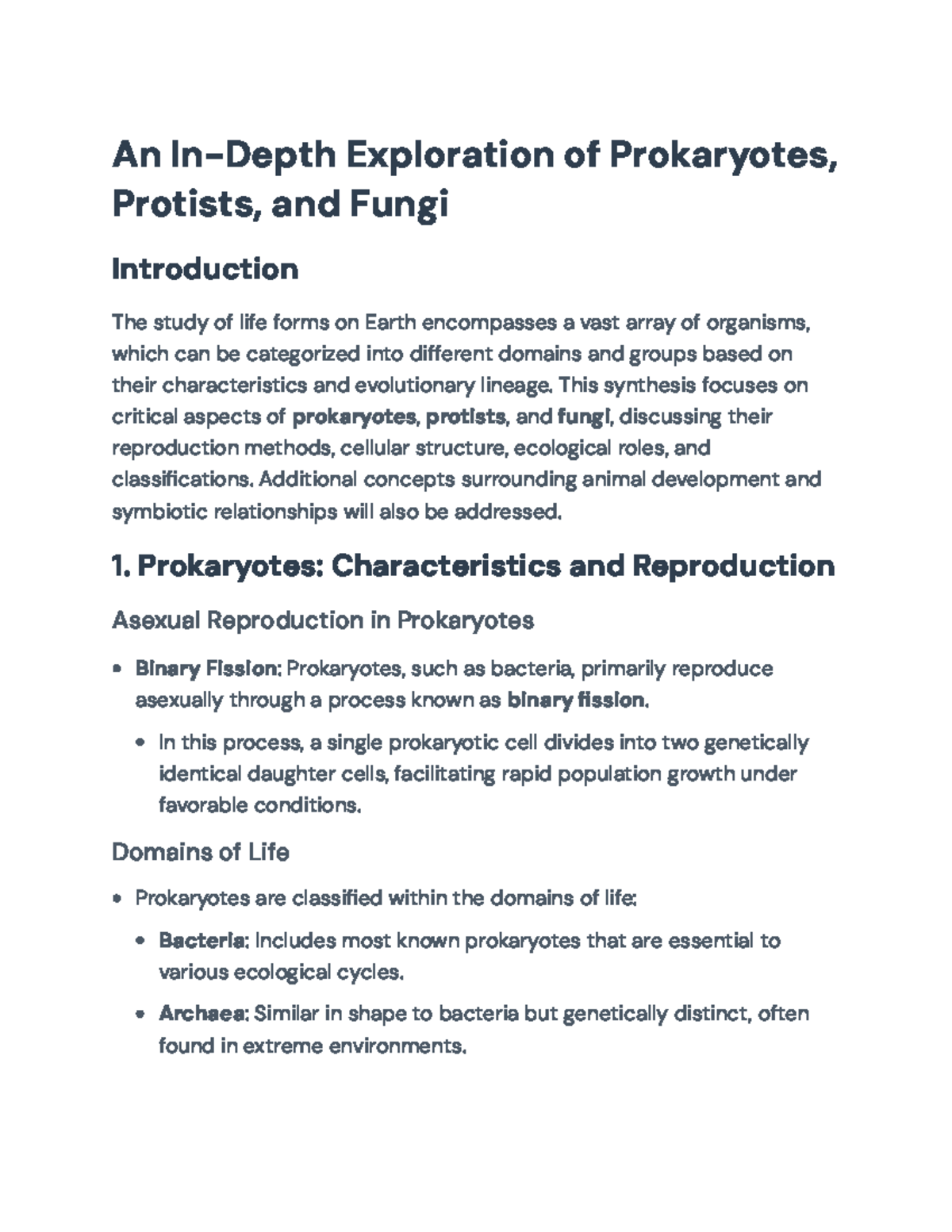 In-Depth Study of Prokaryotes, Protists, and Fungi: BIOL 101 Notes ...