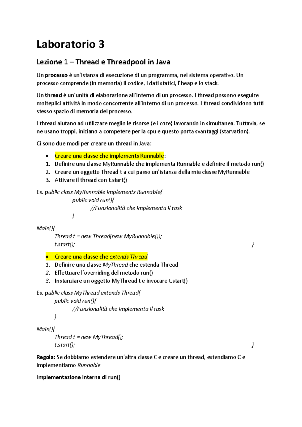 Laboratorio 3 - Lezione 1: Thread e Threadpool in Java - Studocu
